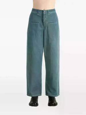 UMA WANG Straight-leg Logo-patch Trousers