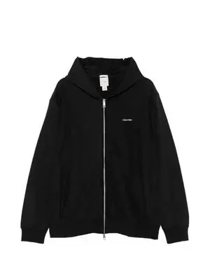 Calvin Klein Embroidered Logo Zip-up Hoodie - Black