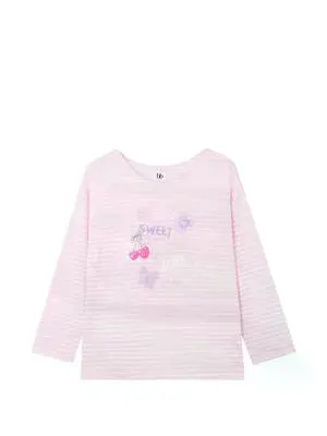 B+AB Striped Graphic Print Long-sleeve T-shirt - Pink
