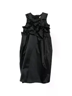 Comme Des Garçons Ruffled Satin Midi Dress - Black