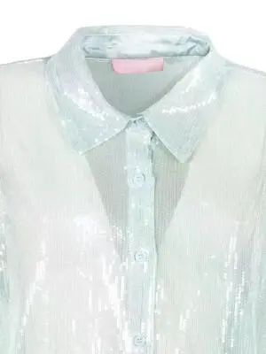TWENTY FOURHAITCH Sequin Embellished Satin Trim Shirt