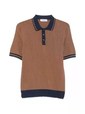 GRAN SASSO Cable-knit Polo Shirt - Brown