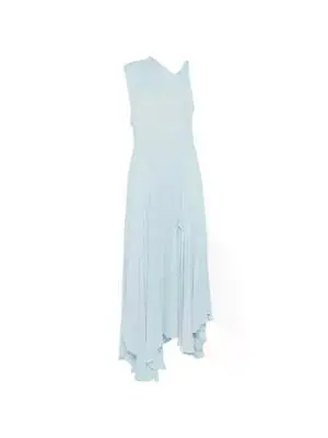 SEMICOUTURE Asymmetrical Pleated Dress - Blue