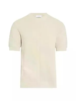 PAOLO PECORA Textured-knit Short-sleeve T-shirt - Neutrals