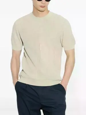PAOLO PECORA Textured-knit Short-sleeve T-shirt