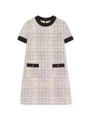 Valentino Garavani Short Dress In Square Tweed - Neutrals