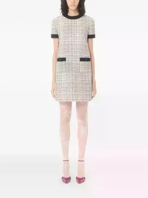 Valentino Garavani Short Dress In Square Tweed - Neutrals