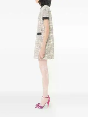 Valentino Garavani Short Dress In Square Tweed - Neutrals