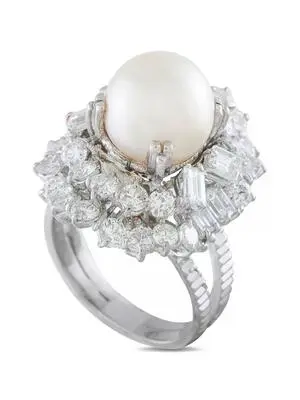 LB EXCLUSIVE Platinum Pearl And Diamond Ring - Silver
