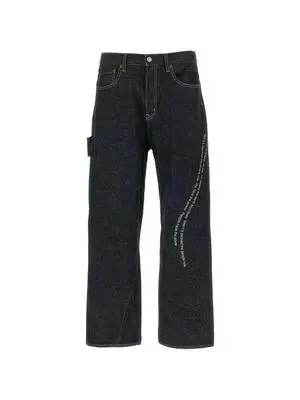 Undercover Embroidered Curved-stitch Jeans - Blue