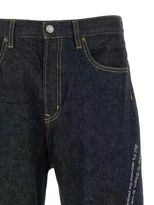 Undercover Embroidered Curved-stitch Jeans - Blue