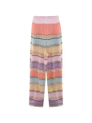 CECILIA PRADO Striped Pointelle-knit Trousers