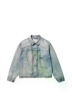 A.PRESSE Bleached-effect Pleated Denim Jacket - Blue
