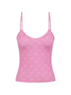MARINE SERRE Moon-printed Jersey Strappy Top - Pink