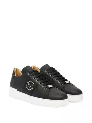 Philipp Plein Monogram-embossed Leather Sneakers - Black