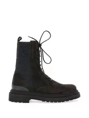 Brunello Cucinelli Lace-up Monili-embellished Boots - Brown