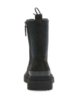 Brunello Cucinelli Lace-up Monili-embellished Boots - Brown