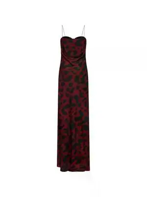 Alex Perry Animalier Print Draped Sweetheart Neckline Dress