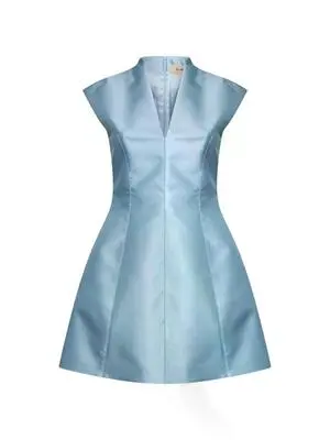 BLANCA VITA V-neck Flared Dress - Blue