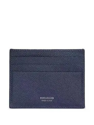 FERRAGAMO Gancini Leather Card Holder - Blue