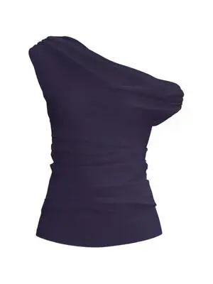DIARRABLU Alba One-shoulder Draped Top - Blue
