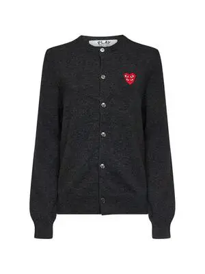 Play Comme Des Garcon Heart Appliqué Cardigan - Grey