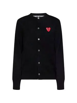 Play Comme Des Garcon Heart Appliqué Cardigan - Black