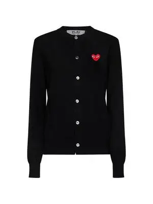 Play Comme Des Garcon Heart Patch Cardigan - Black