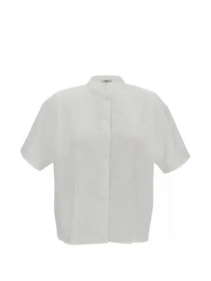 M.S.M. Grandad Collar Kimono Shoulder Shirt - White
