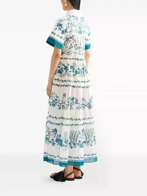Erdem Botanical Print Tiered Maxi Shirt Dress