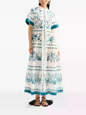 Erdem Botanical Print Tiered Maxi Shirt Dress