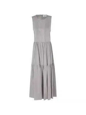 SOLOTRE Striped Tiered Dress - Grey