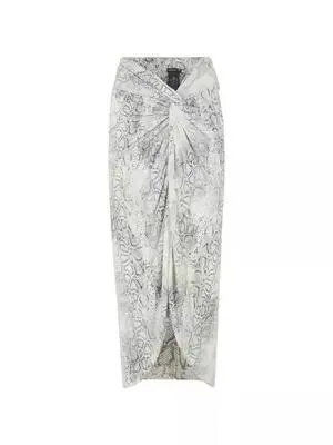 Federica Tosi Snake-print Knotted Beach Cover-up Skirt - Neutrals