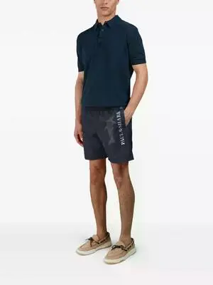 Paul & Shark Logo Print Drawstring Swim Shorts