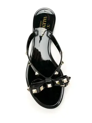 Valentino Garavani Rockstud Embellished Thong Sandals - Black