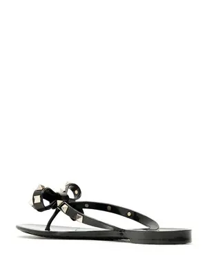 Valentino Garavani Rockstud Embellished Thong Sandals - Black