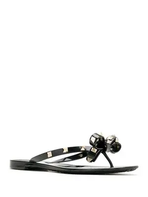 Valentino Garavani Rockstud Embellished Thong Sandals - Black