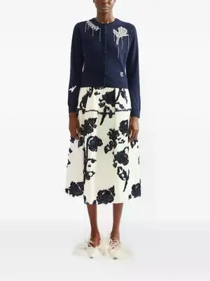 Erdem Lace-appliqué Fine-knit Cardigan - Blue