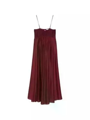 FORTE_FORTE Crochet-knit Silk-satin Dress - Red