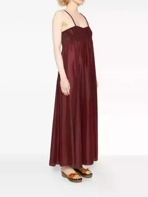 FORTE_FORTE Crochet-knit Silk-satin Dress