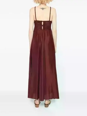 FORTE_FORTE Crochet-knit Silk-satin Dress