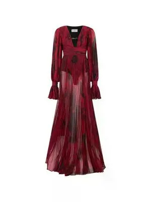 Philipp Plein Zodiac Print Pleated Maxi Dress - Red