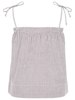 A.p.c. Cleo' Top With Checkered Pattern And Tie Details