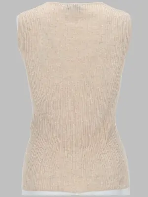 Maison Kitsuné Ribbed Knit Top With Baby Fox Appliqu