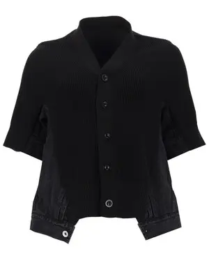 Sacai Cardigan In Denim And Knit