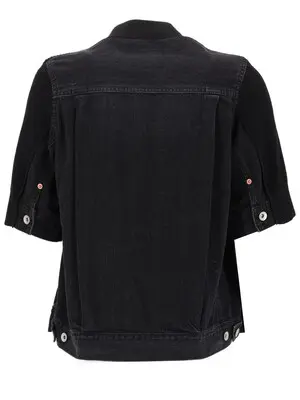 Sacai Cardigan In Denim And Knit