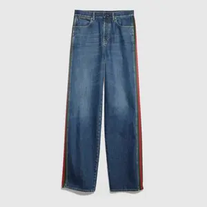 Gucci Cotton Denim Pants With Web Insert
