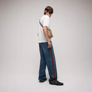 Gucci Cotton Denim Pants With Web Insert