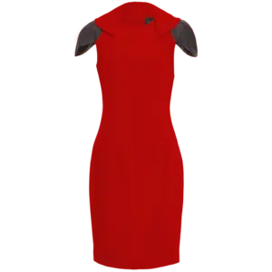 Layo G Crimson Stretch Zip Collar Midi Dress