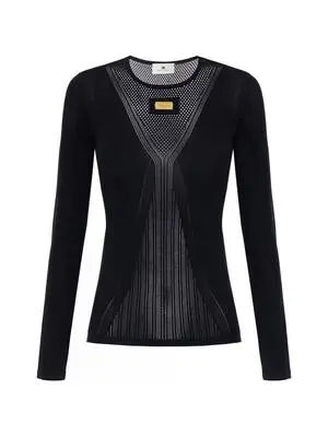 Elisabetta Franchi Open-knit Crewneck Long-sleeve T-shirt